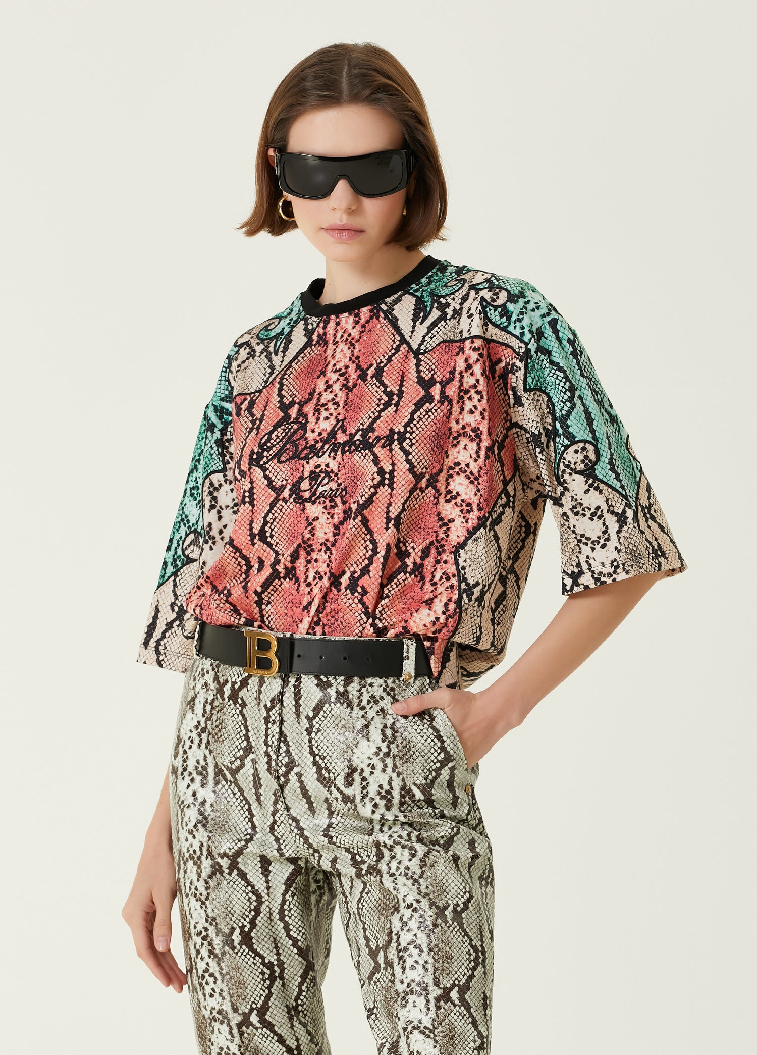 BALMAIN PYTHON PRINT T-SHIRT